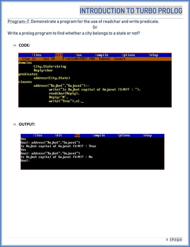 Turbo prolog 2.0 basics | PDF