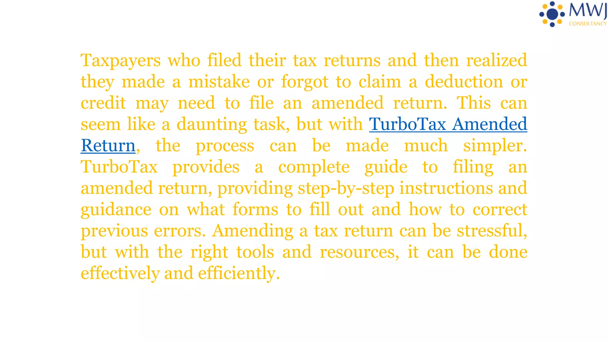 TurboTax Amended Return: The Complete Guide To File It | PDF