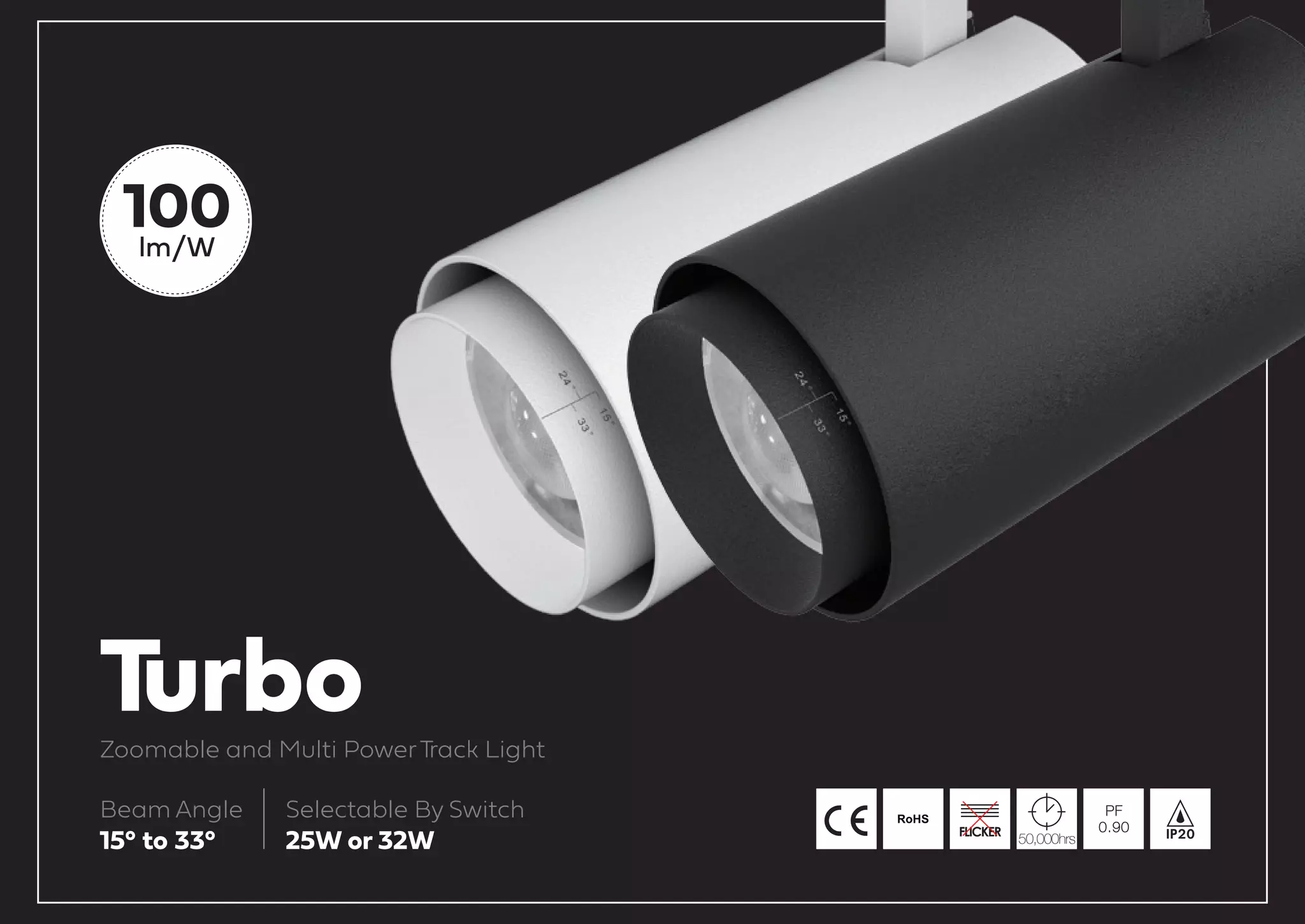 Turbo zoomable track light up to 3000lm with 100lm per wattage | PPT