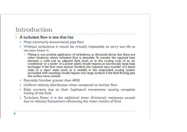 Turbulent Flow in Pipes fluid mechanics. | PPTX