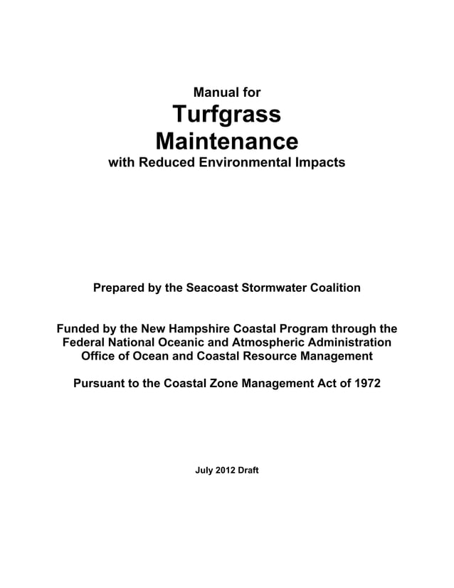 Manual for Turfgrass Maintenance with Reduced Environmental Impacts | PDF