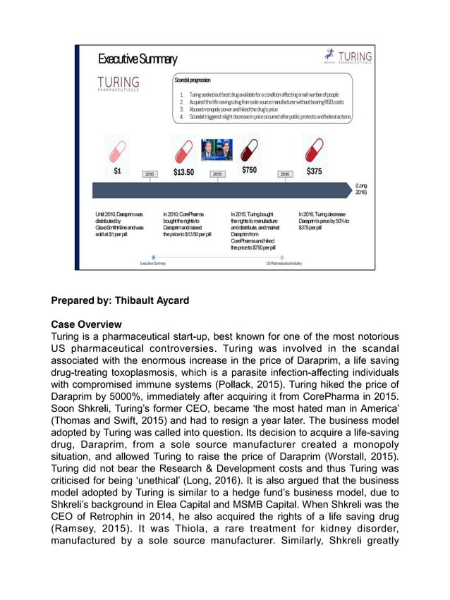 Turing Pharmaceuticals Case Study (Warwick Business School) | PDF ...