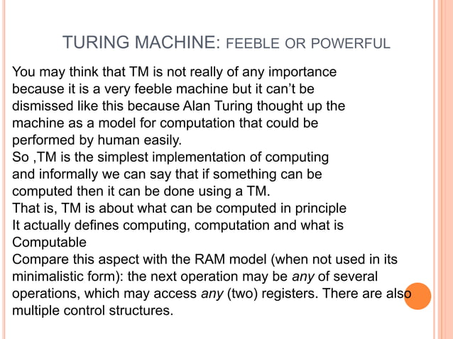 Turing Machine Pptx Programming Languages Computing