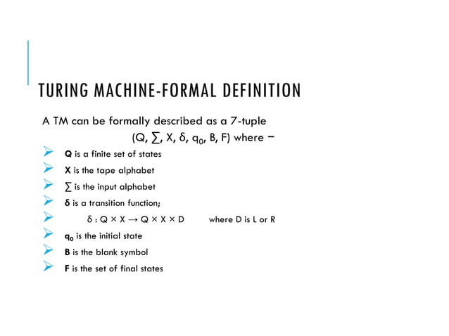 Automata Theory - Turing machine | PPTX | Programming Languages | Computing