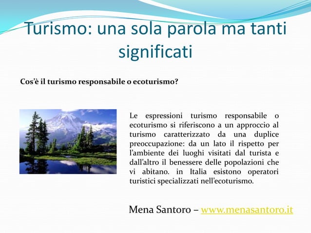 Le varie forme del turismo | PPSX