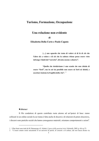 Turismo Formazione Occupazione | PDF