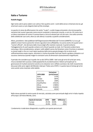 Turismo Italia 1970-2009 Rodolfo Baggio | PDF