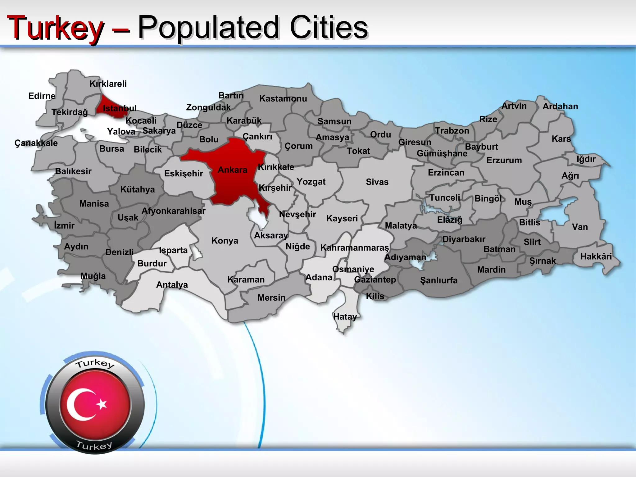Turkey States Powerpoint Map (PPT) Templates | PPT