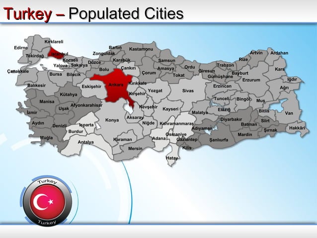 Turkey States Powerpoint Map (PPT) Templates | PPT