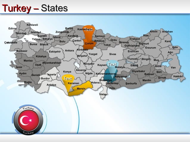 Turkey States Powerpoint Map (PPT) Templates | PPT