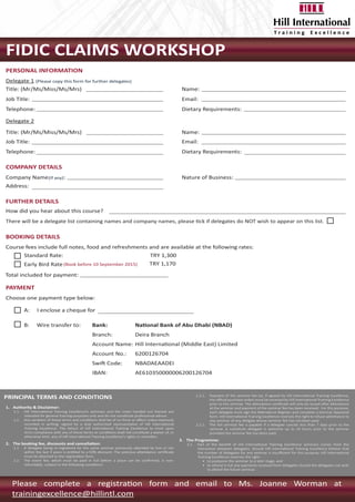 1 Day FIDIC Claims Workshop, 5 October 2015, Movenpick Hotel Ankara ...