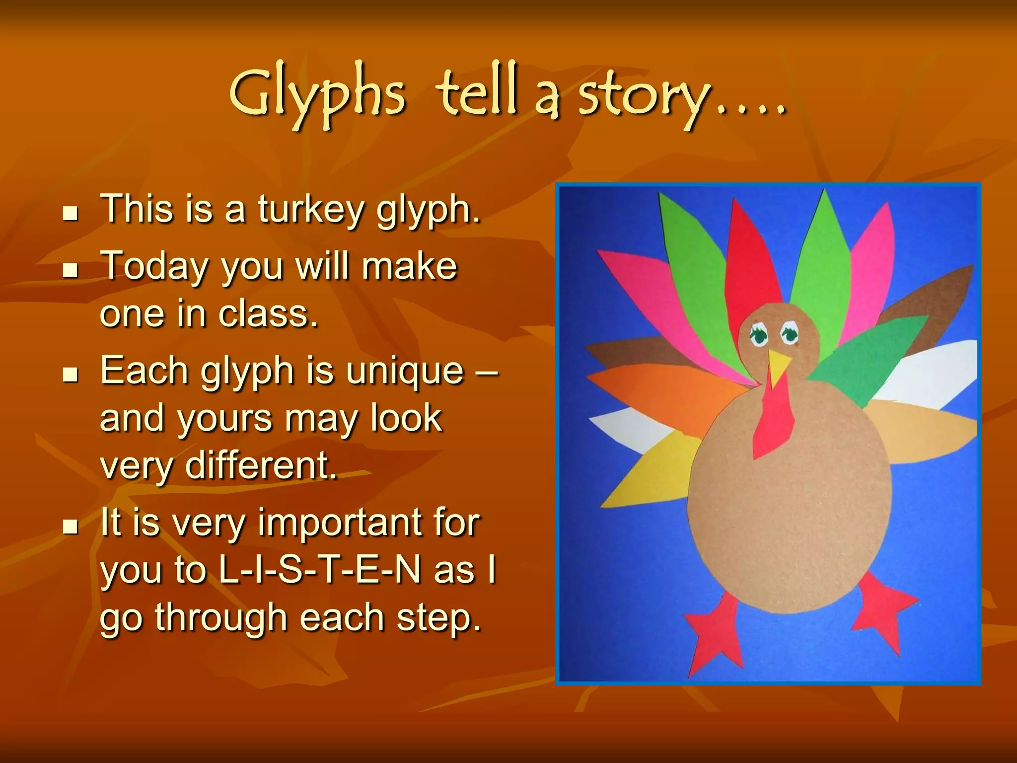 Turkey glyph - Thanksgiving Art Project | PPTX
