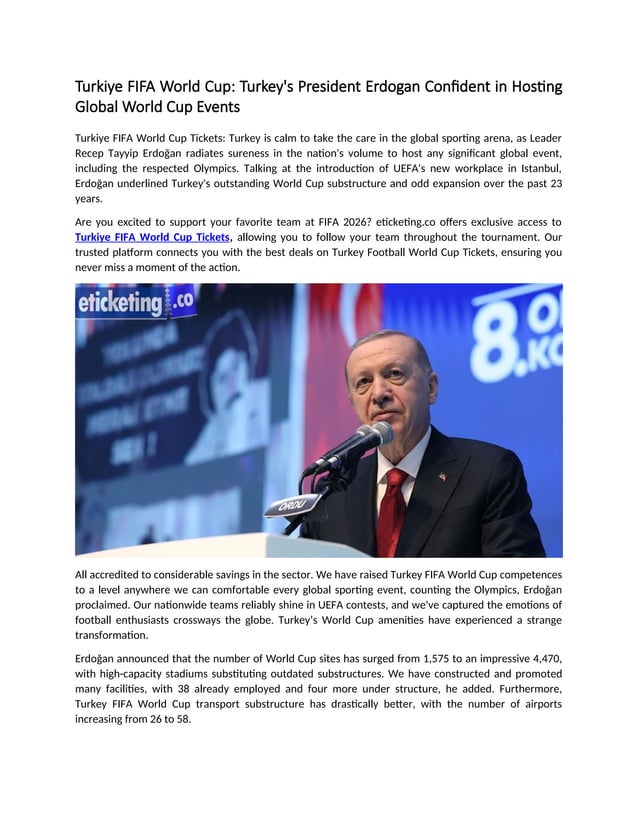 Turkiye FIFA World Cup Tickets: Turkey's President Erdogan Confident in ...