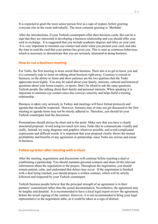 Turkish business culture guide - Learn about Turkey | PDF