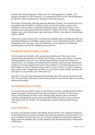 Turkish business culture guide - Learn about Turkey | PDF