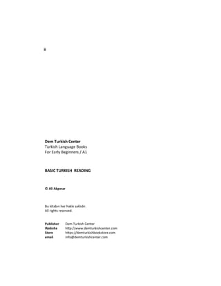 Basic Turkish Reading | PDF