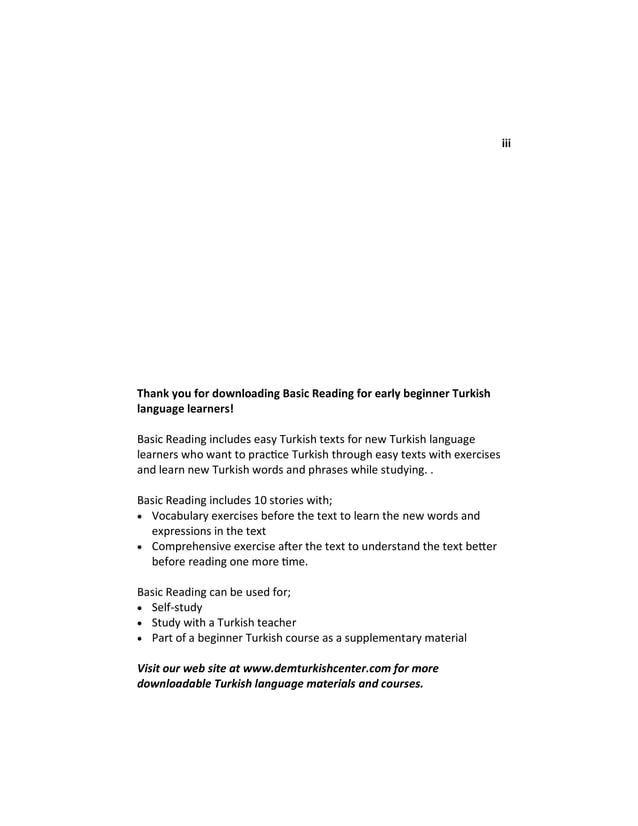 Basic Turkish Reading | PDF