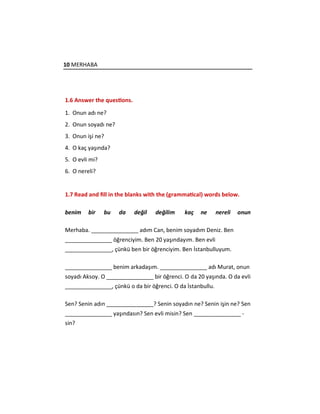 Basic Turkish Reading | PDF