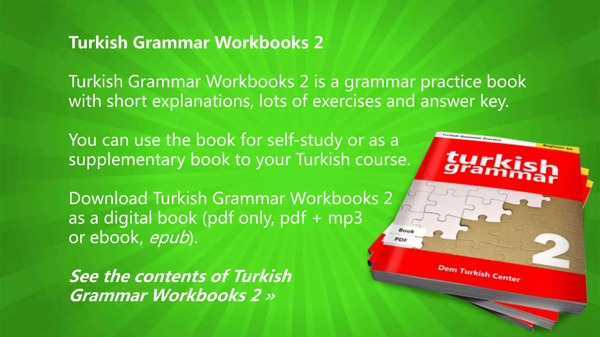 Turkish Grammar Workbooks 2 | PPT