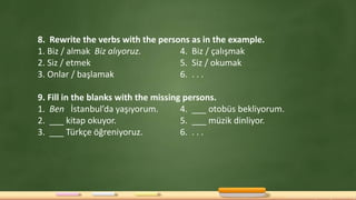 Turkish Grammar Practice Course 1 (A1) | PPTX