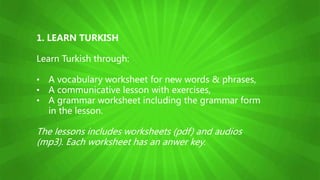 Turkish Language Lessons For Self-study | PPTX