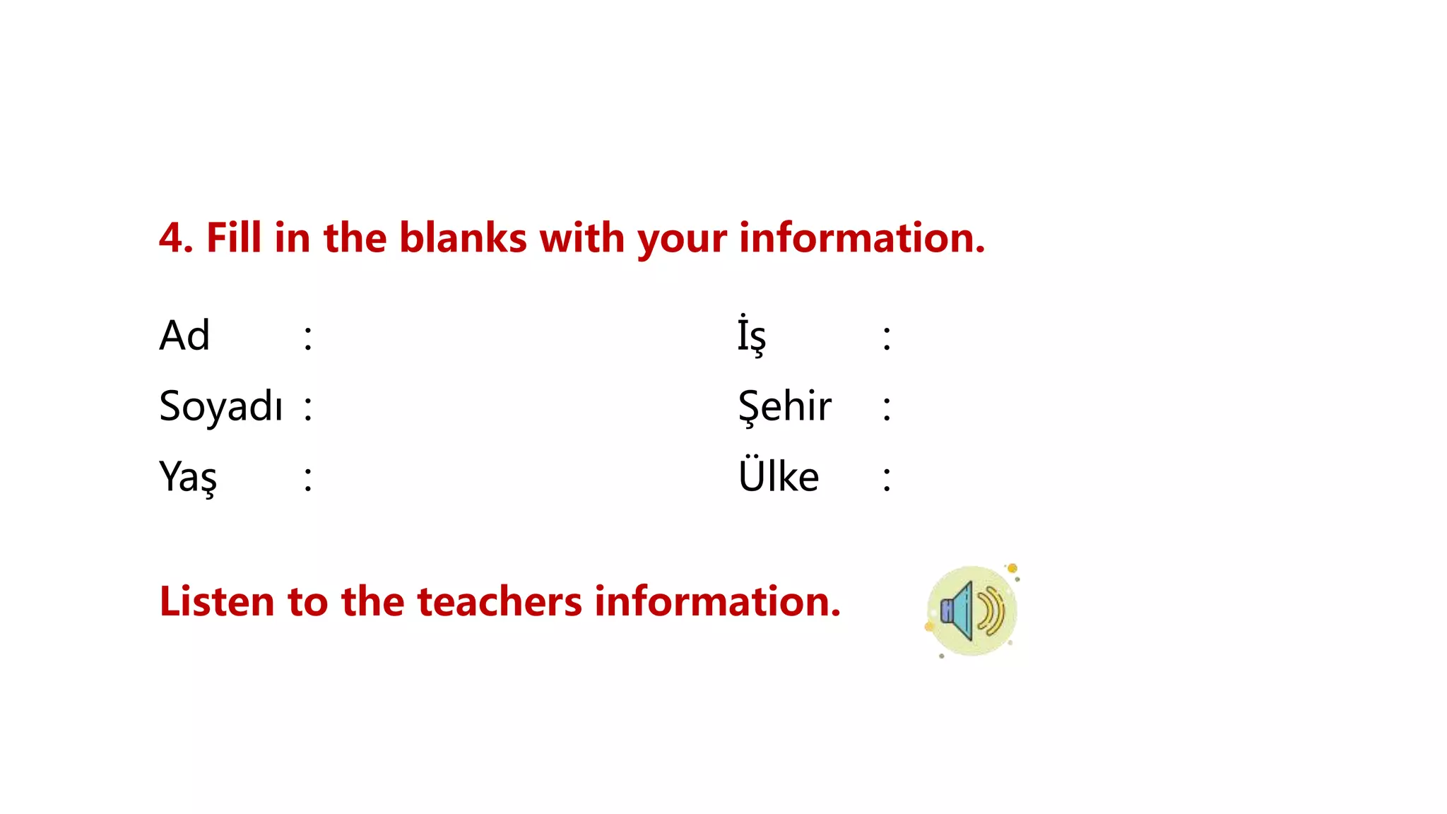 Turkish Lessons 1 (A1) - Introducing Yourself | PPT