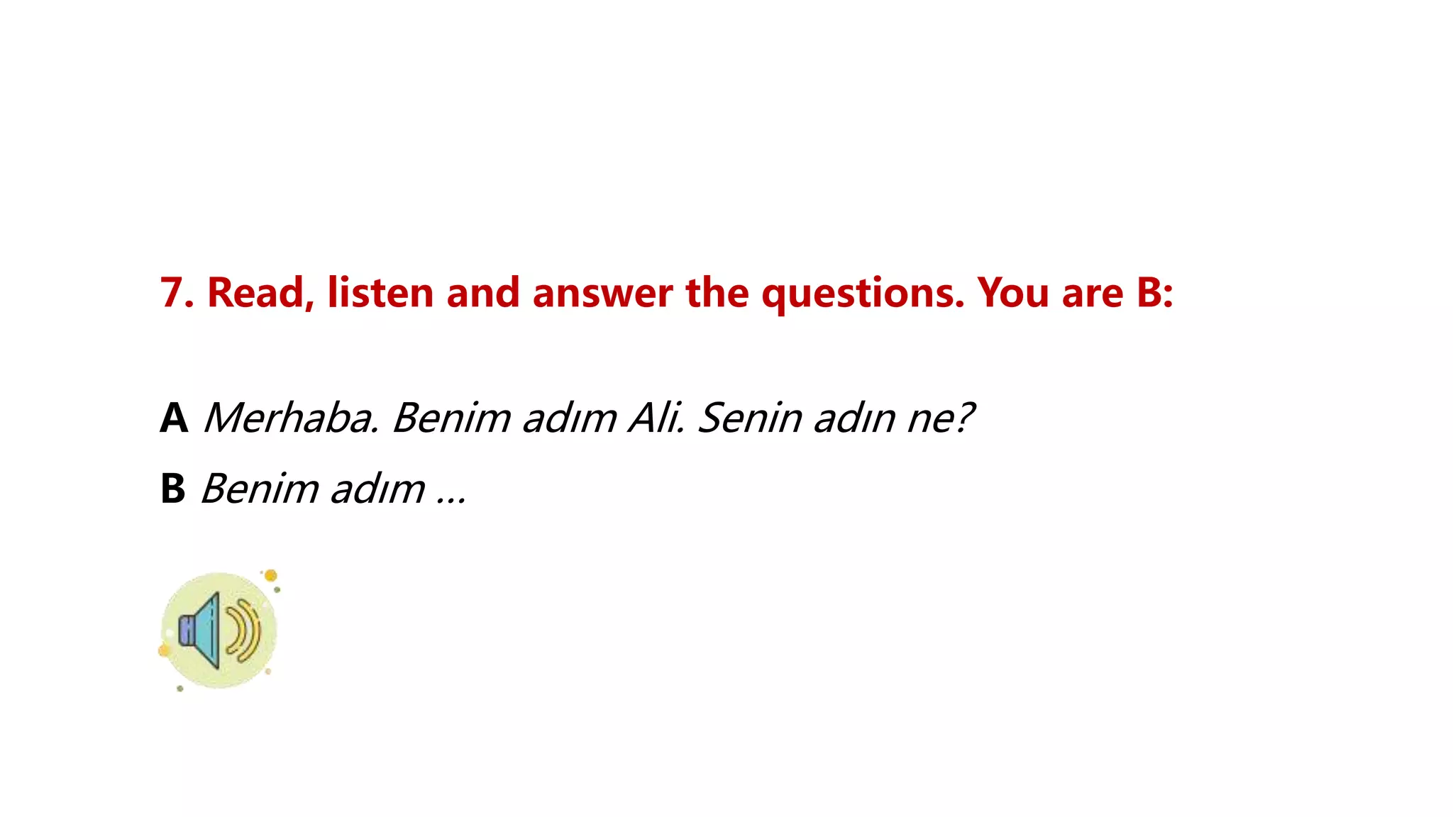Turkish Lessons 1 (A1) - Introducing Yourself | PPT