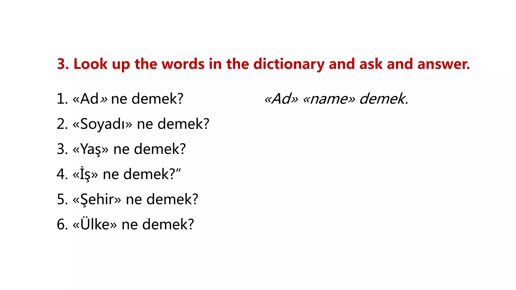 Turkish Lessons 1 (A1) - Introducing Yourself | PPT