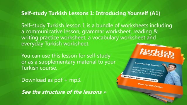 Turkish Lessons 1 (A1) - Introducing Yourself | PPT
