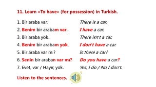 Turkish Lessons 4 (A1) - What we have | PPT
