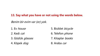 Turkish Lessons 4 (A1) - What we have | PPTX