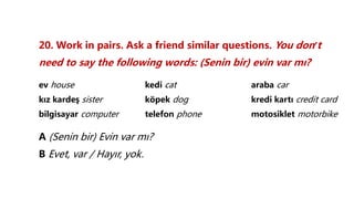Turkish Lessons 4 (A1) - What we have | PPT