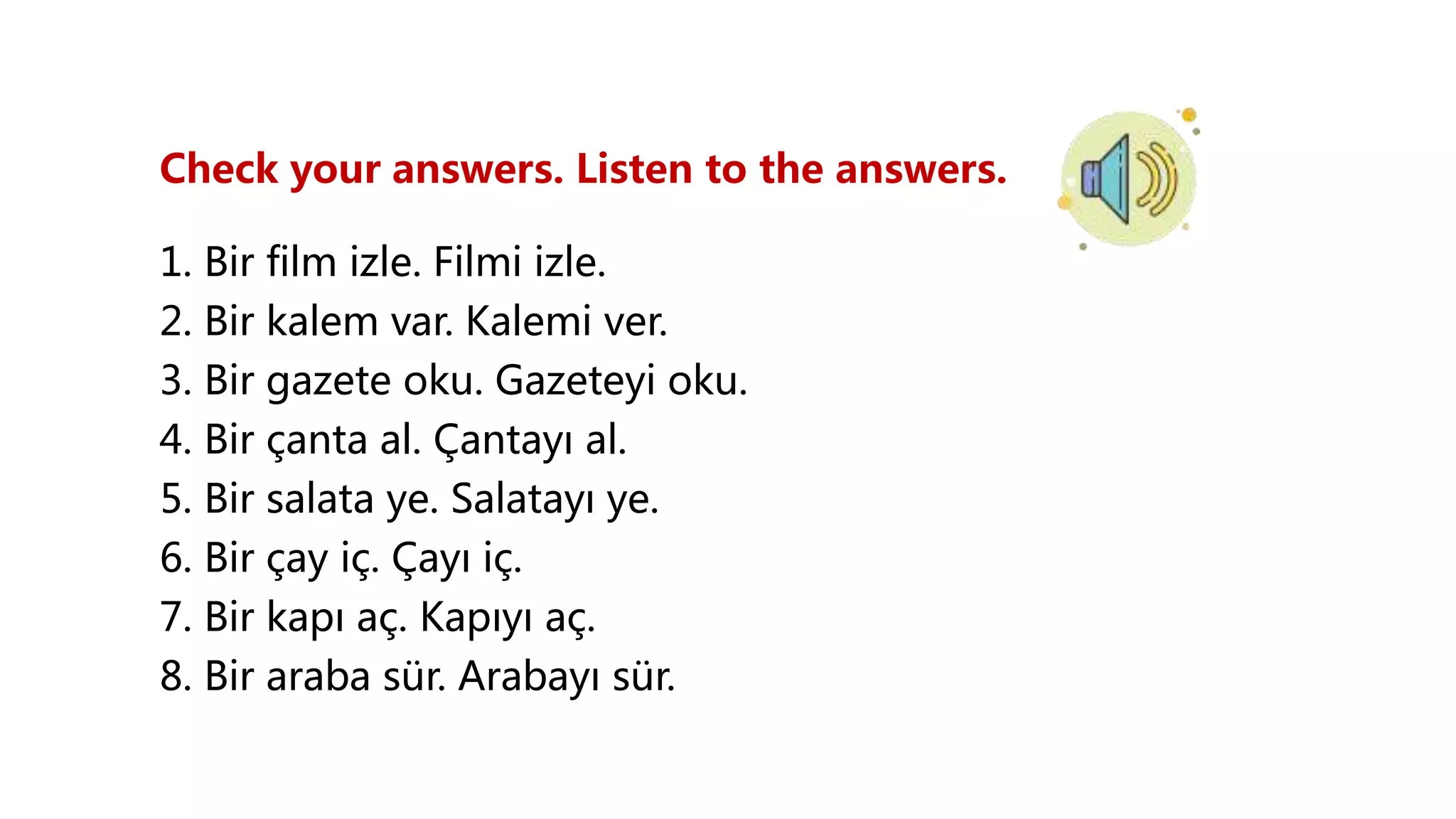 Turkish Lessons 5 (A1) - Basic Verbs & Want | PPTX