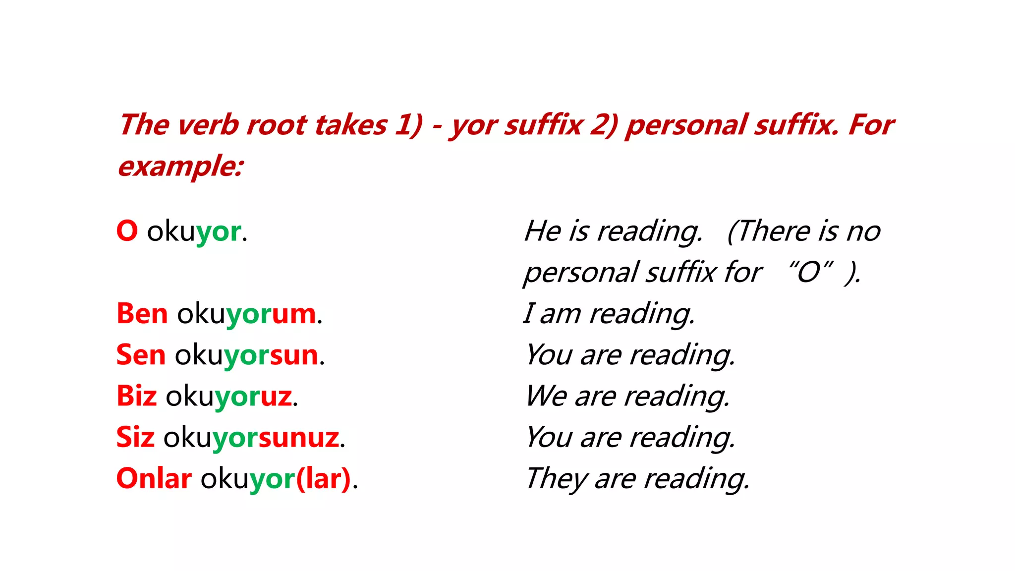 Turkish Lessons 6 (A1) - Present Tense 1 | PPTX