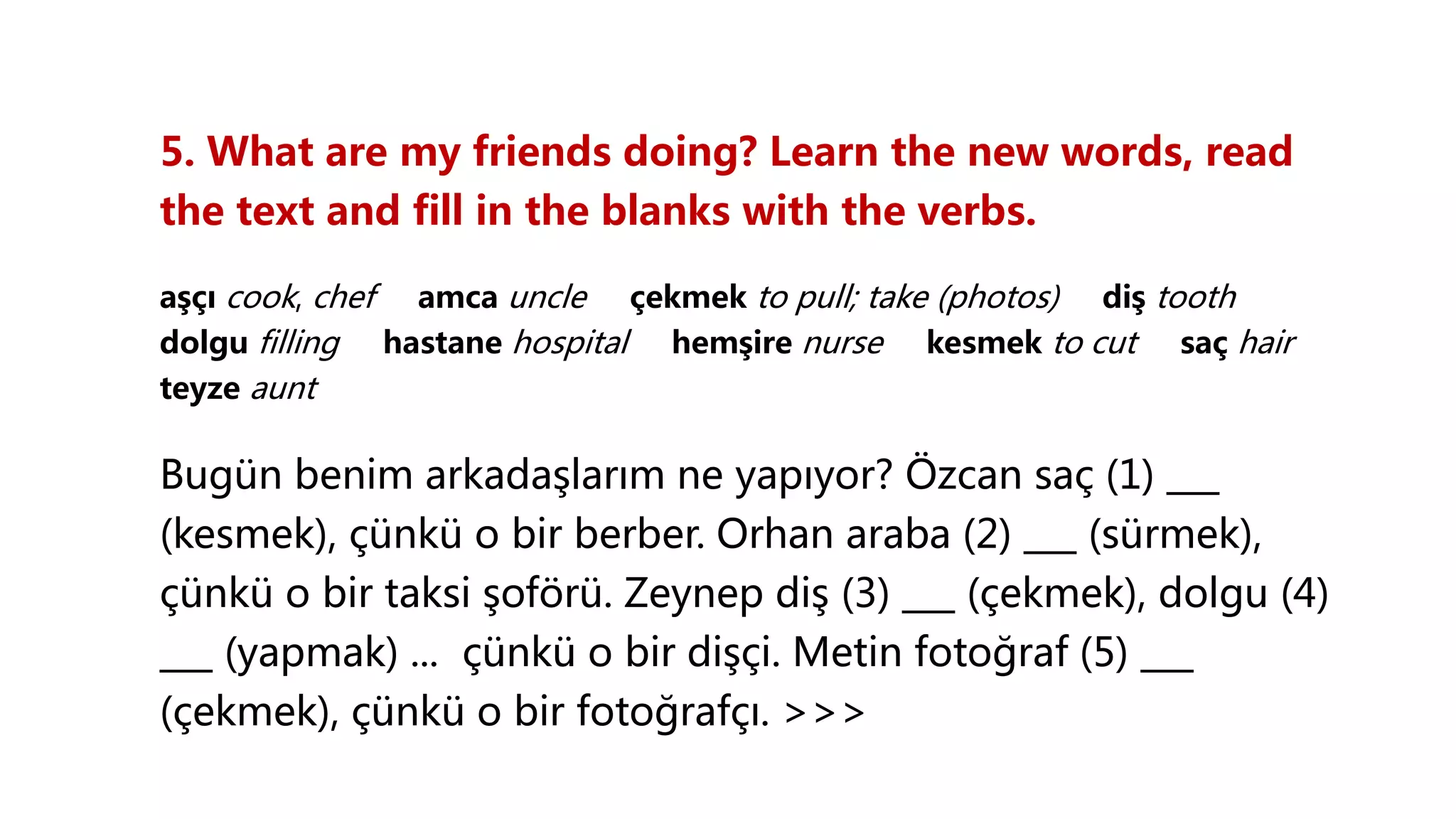 Turkish Lessons 6 (A1) - Present Tense 1 | PPT