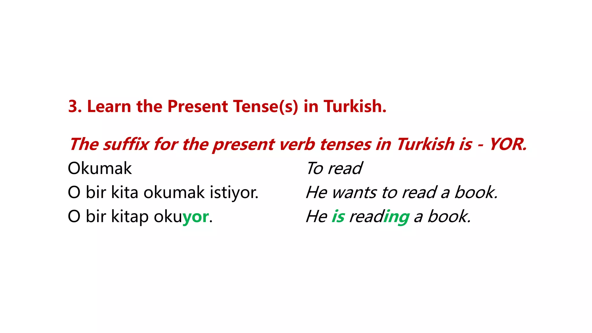 Turkish Lessons 6 (A1) - Present Tense 1 | PPTX