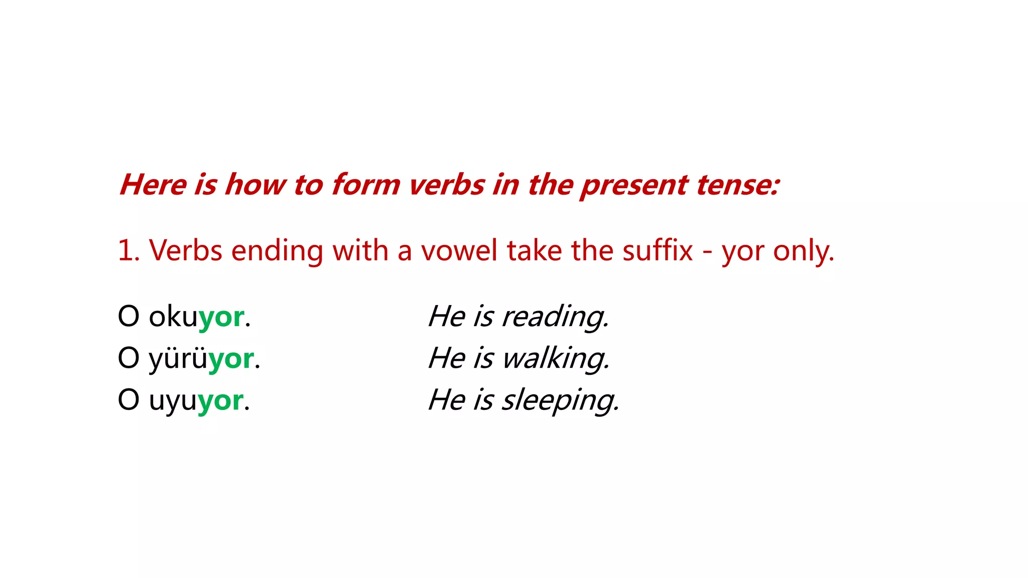 Turkish Lessons 6 (A1) - Present Tense 1 | PPTX