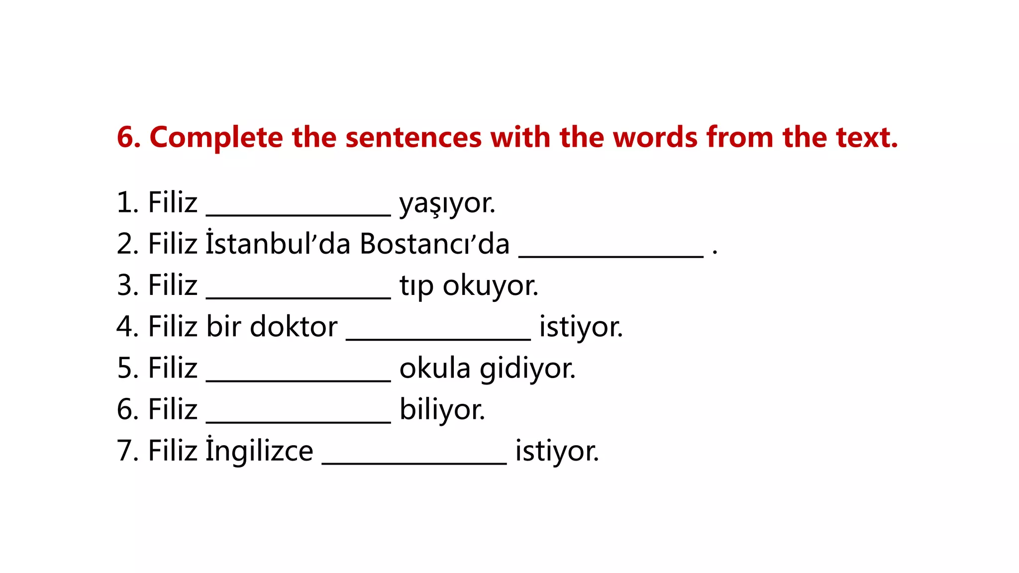Turkish Lessons 7 (A1) - Present Tense 2 | PPTX