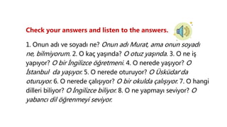 Turkish Lessons 7 (A1) - Present Tense 2 | PPTX