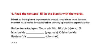 Turkish Lessons 7 (A1) - Present Tense 2 | PPTX