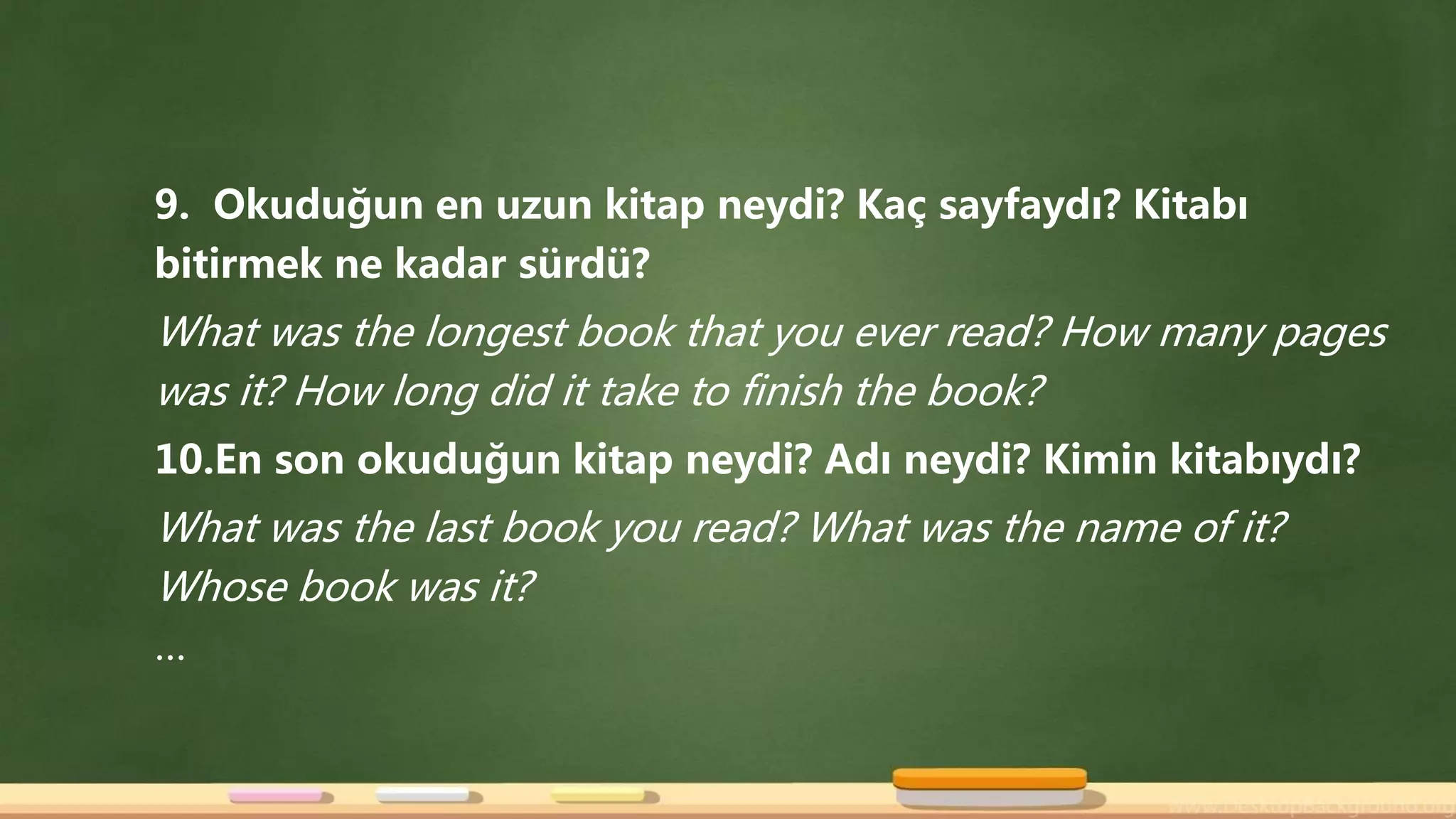 Turkish Questions 1 (A2) | PPTX
