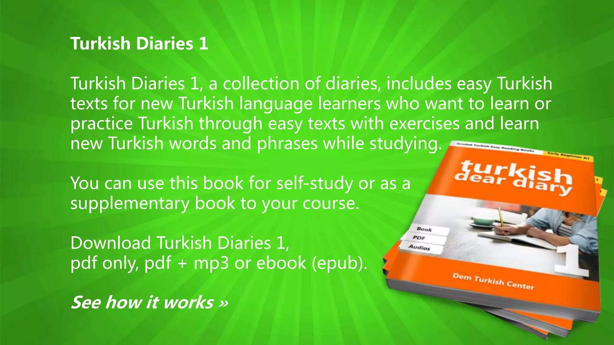 Turkish Reading Books: Turkish Diaries 1 | PPTX