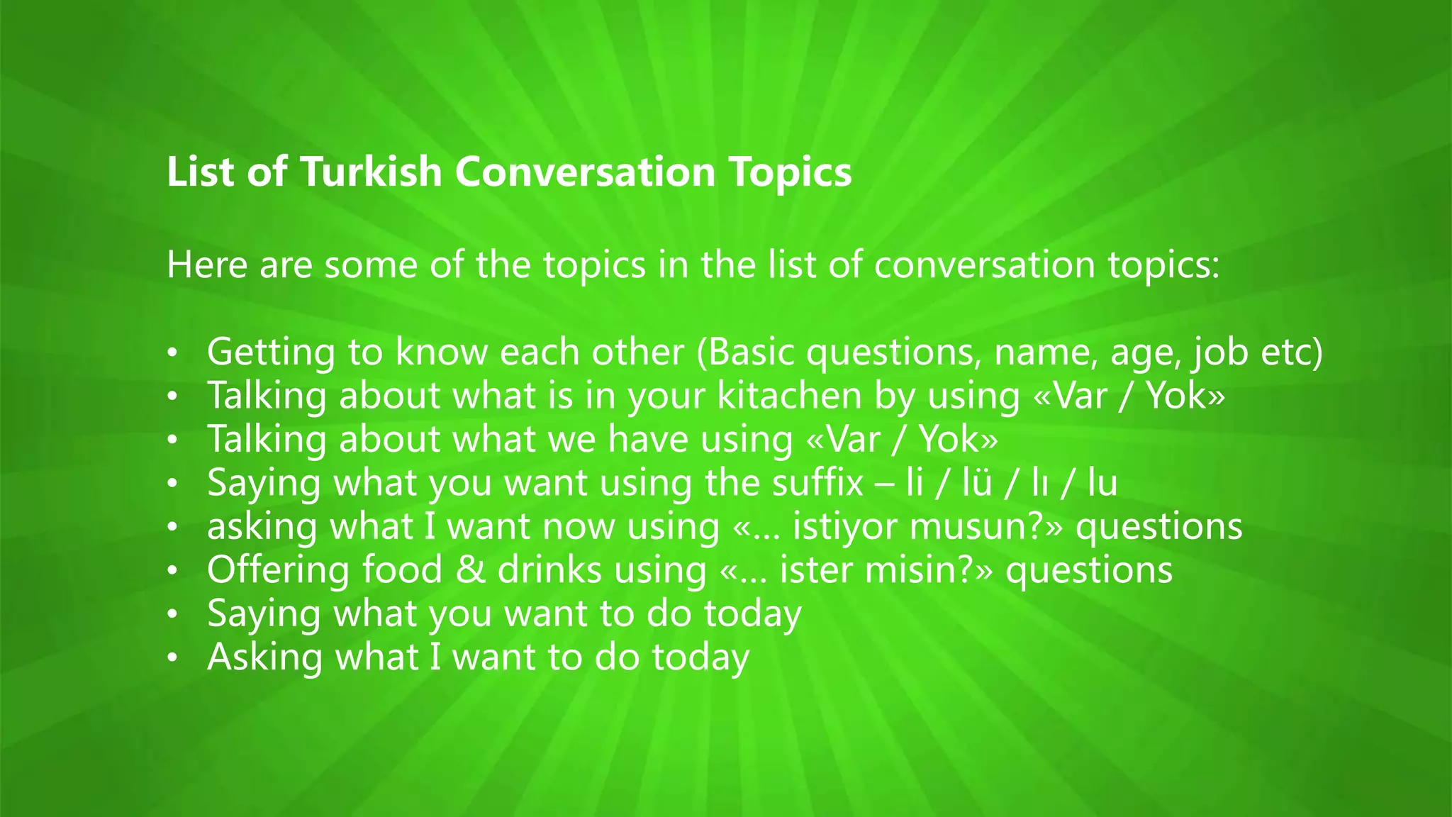 Turkish Speaking Practice Courses 1 | PPTX