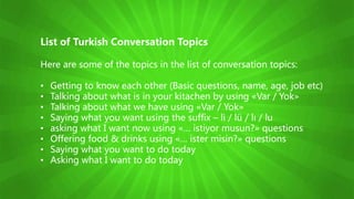 Turkish Speaking Practice Courses 1 | PPTX