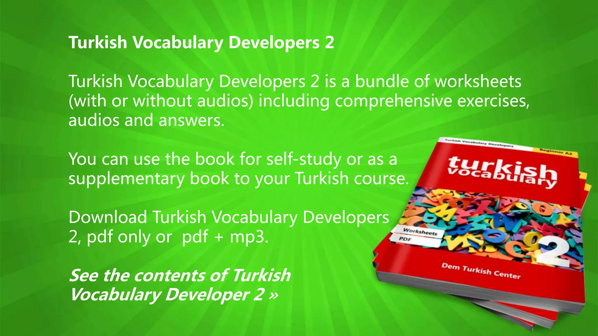 Turkish Vocabulary Developers 2 | PPTX