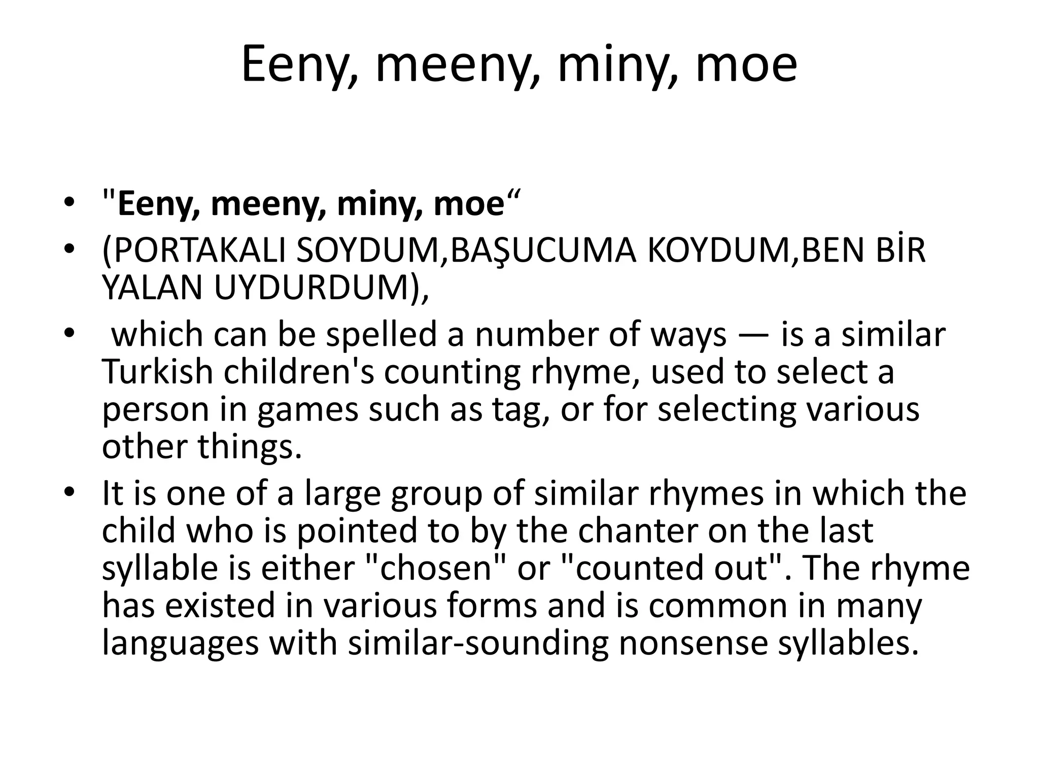 Turkish counting out rhymes | PPTX