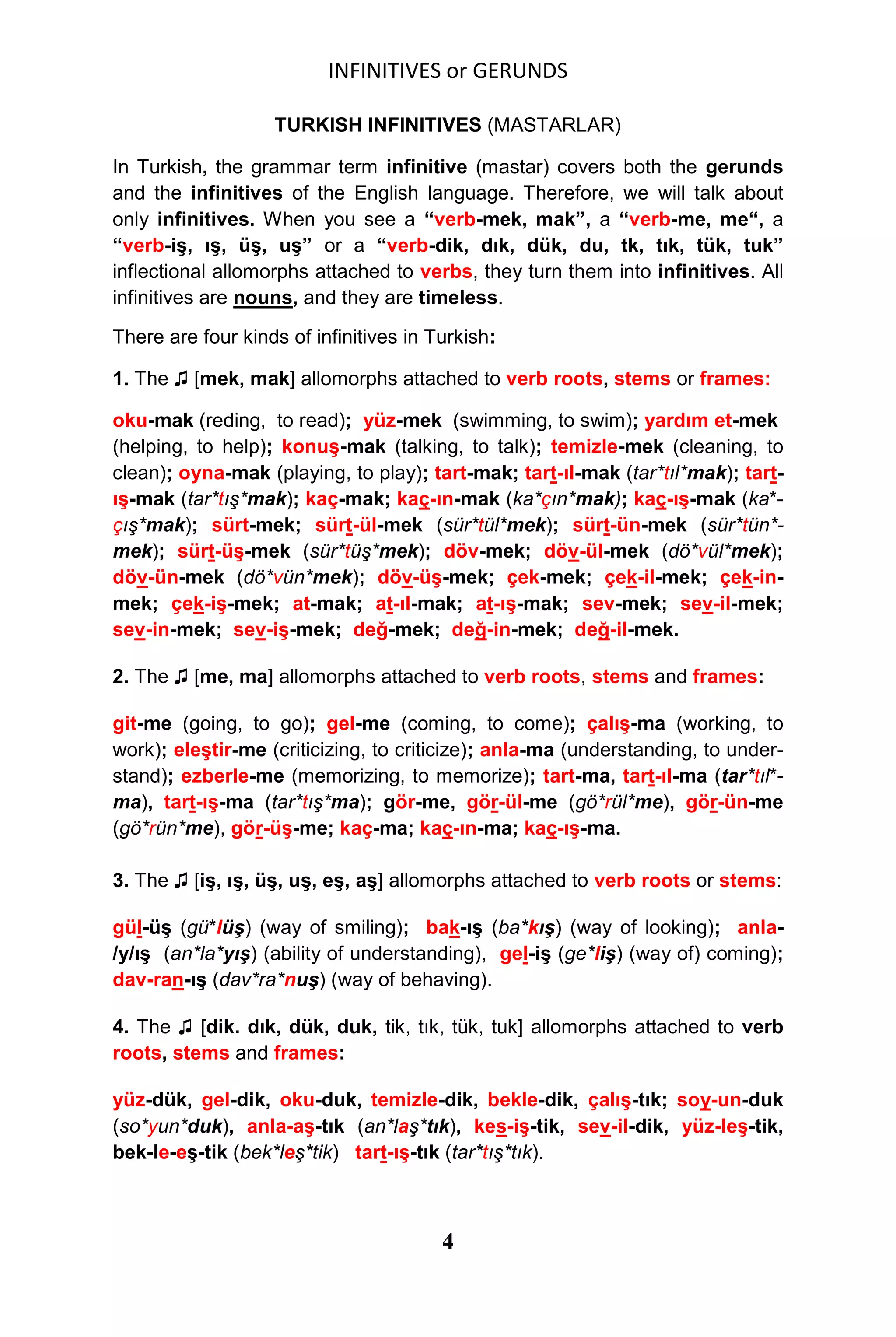 Turkish infinitives and english gerunds or infinitives signed | DOCX