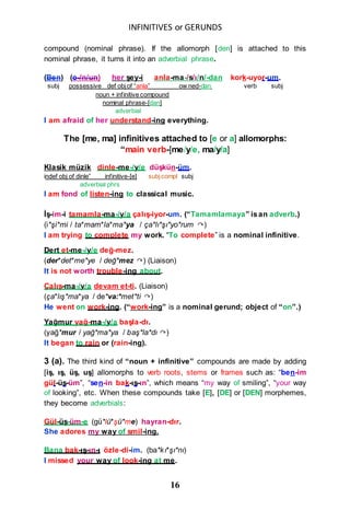 Turkish infinitives and english gerunds or infinitives (2) | PDF