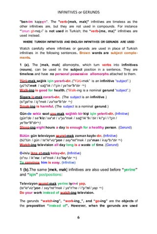 Turkish infinitives and english gerunds or infinitives (2) | PDF