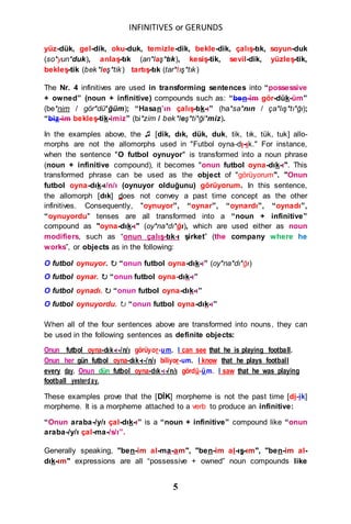 Turkish infinitives and english gerunds or infinitives (2) | PDF